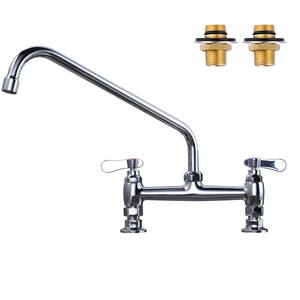 WOWOW Double Handle Deck Mounted Commercial Standard Kitchen Faucet ...