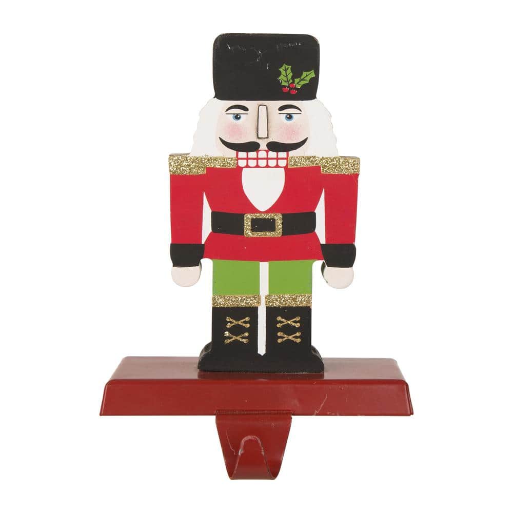 Glitzhome 7.00 in. H Wooden/Metal Nutcracker Stocking Holder 1124203416 ...