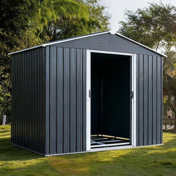 Coporesell 8 ft. x 6 ft. Metal Shed with Double Door (48 sq. ft ...
