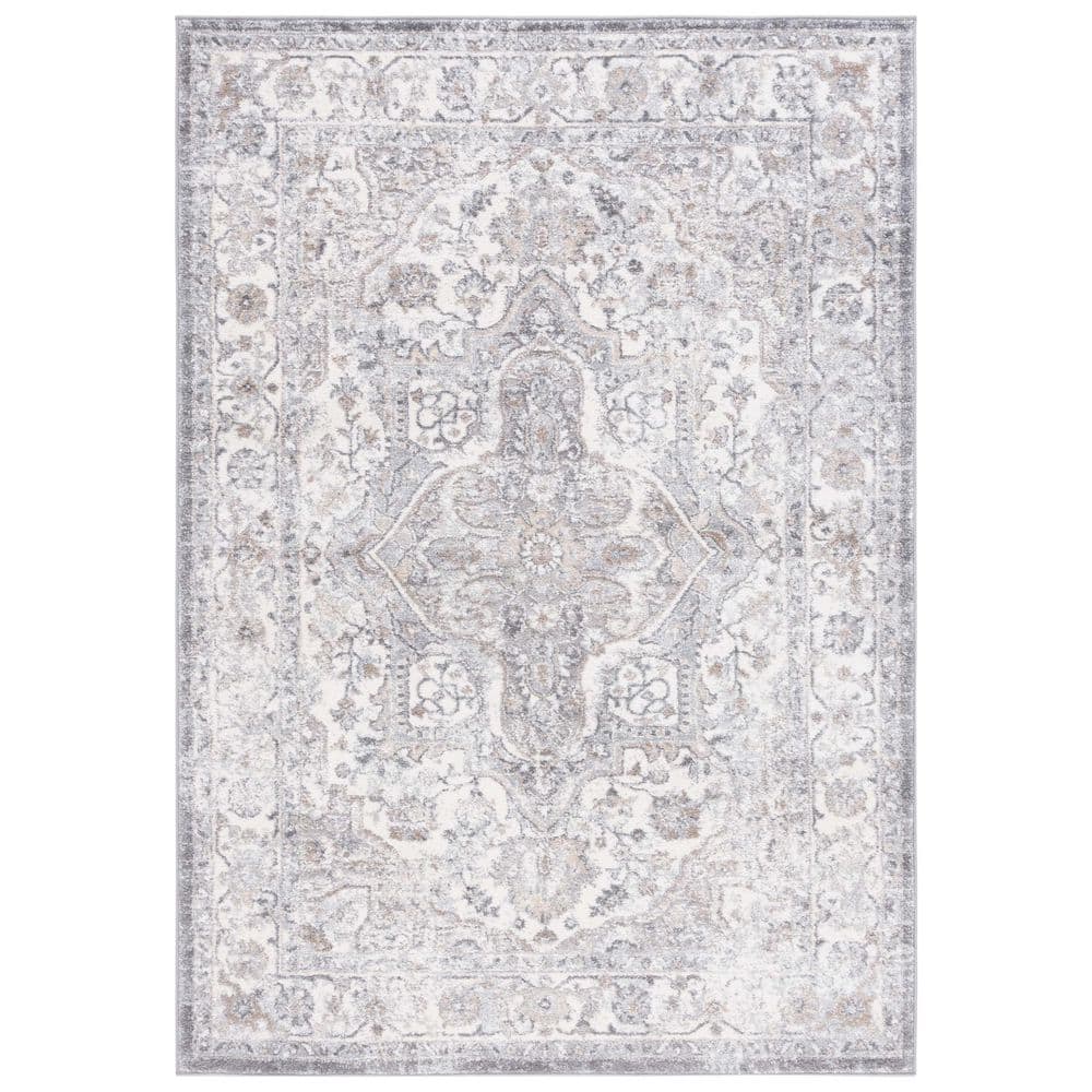 SAFAVIEH Opal 8 ft. x 10 ft. Gray/Ivory Distressed Ornate Floral Area ...