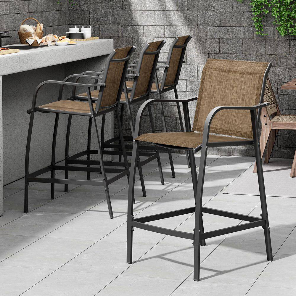 Reviews for Pellebant Set of 4 Metal Outdoor Bar Stools Counter Height ...