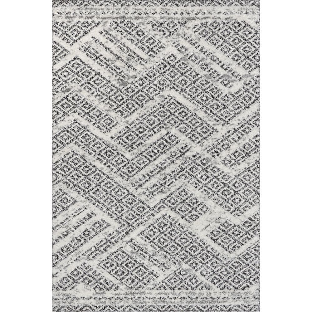 nuLOOM Jannette Modern Geometric Textured Gray 5 ft. x 8 ft. Area Rug ...