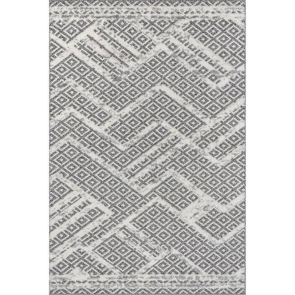 nuLOOM Jannette Modern Geometric Textured Gray 5 ft. x 8 ft. Area Rug ...