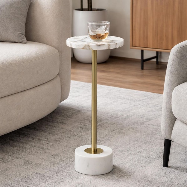 StyleCraft Aurelia 10 in. Beige Round Agate End Table ISF26694DS - The ...
