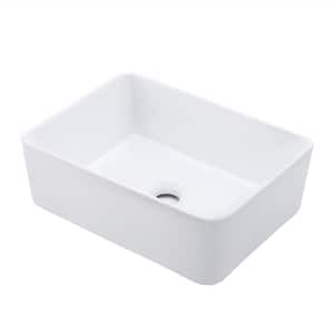 KES Modern White 16 in. L x 13 in. W Oval Vessel Bathroom Sink Egg ...