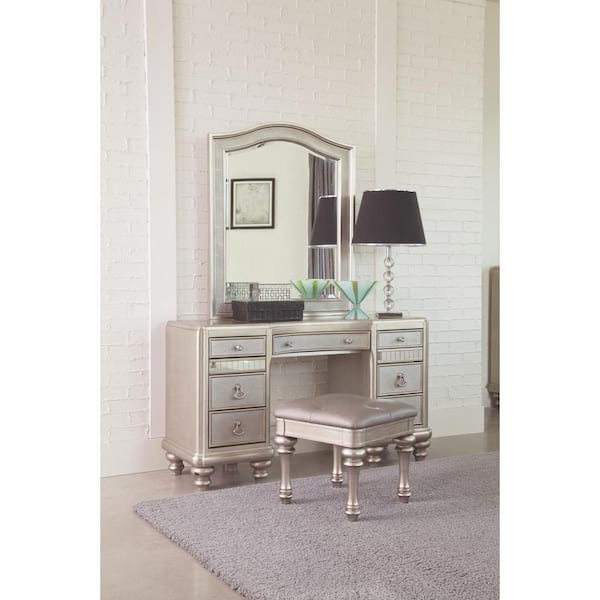 Coaster Bling Game Metallic Platinum 7-Drawer Makeup Vanity Desk 204187 ...