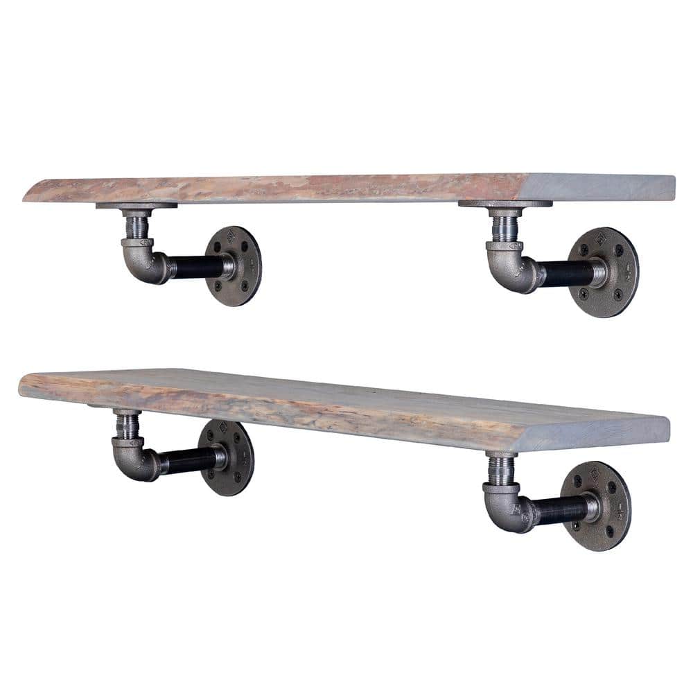 PIPE DECOR 24 in. W x 7.5 in. D x 4.5 in. H Riverstone Grey Live Edge ...