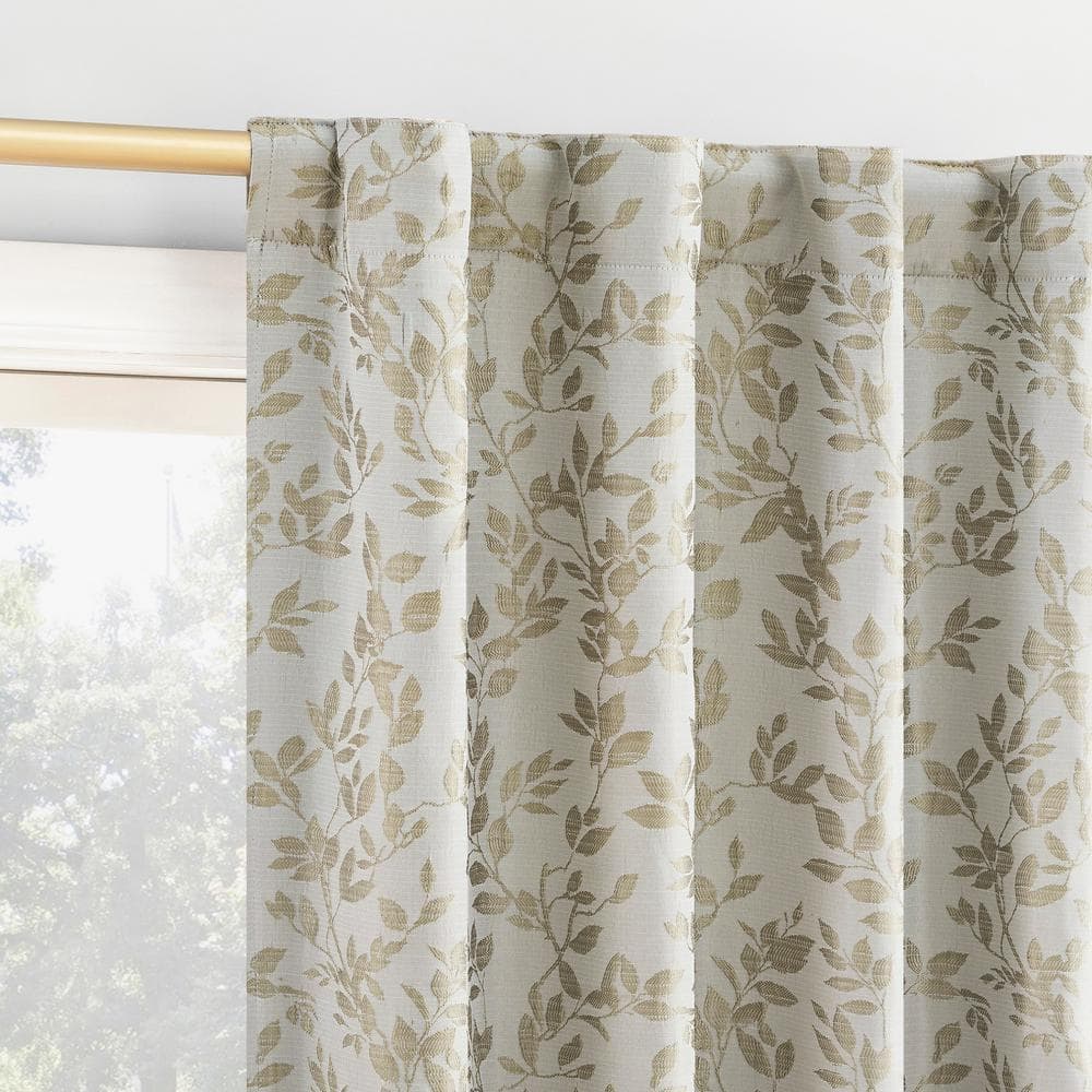 Sun Zero Vassar Botanical Stone Polyester 40 in. W x 84 in. L Back Tab ...