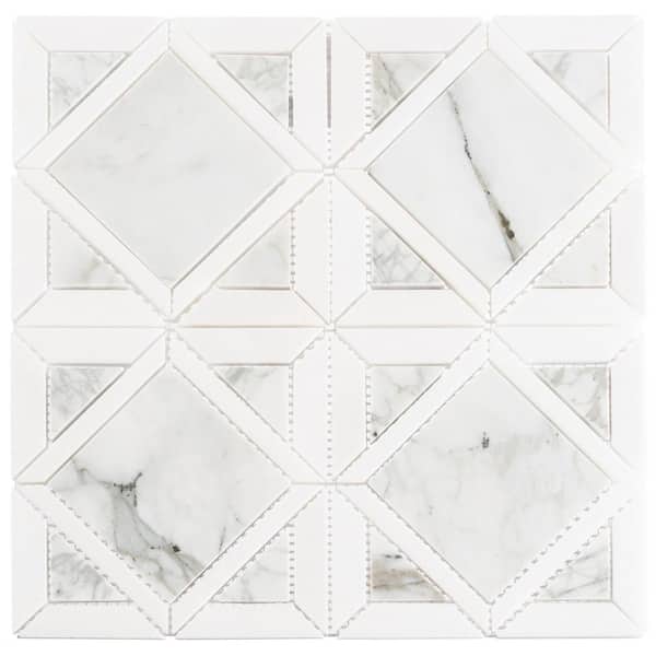 ANDOVA Maquette Flint White/Gray 5 in. x 6.5 in. Diamond Pattern Matte ...