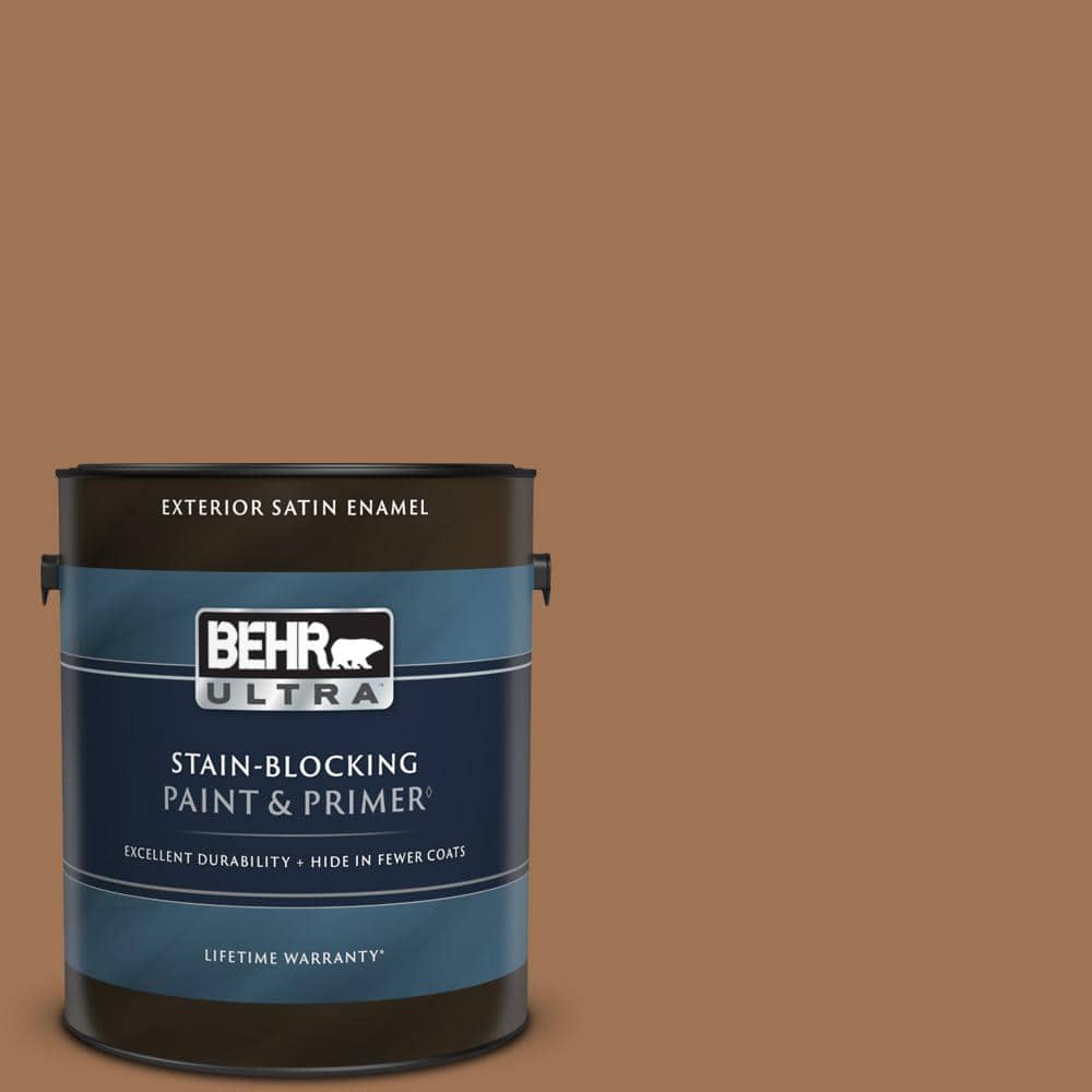 BEHR ULTRA 1 gal. #S240-6 Ranch Brown Satin Enamel Exterior Paint ...