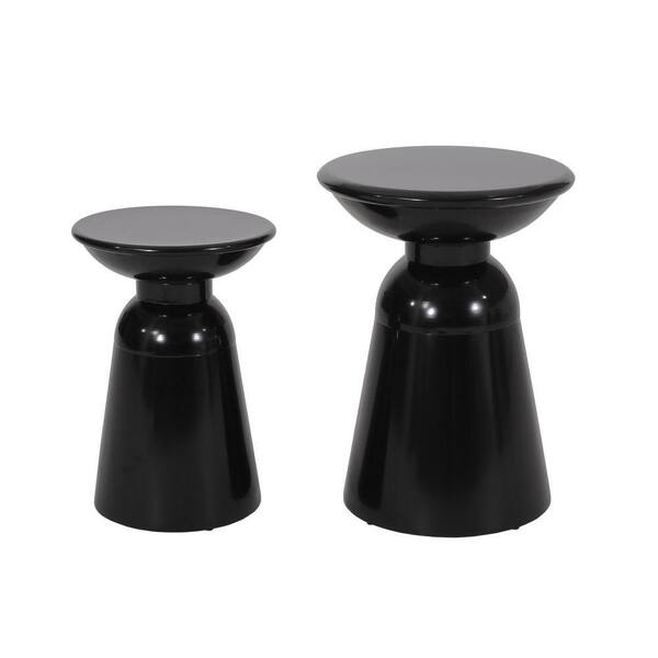 Sudzendf Black 2 Set of Outdoor Iron Side Tables with Flared Design LIL ...
