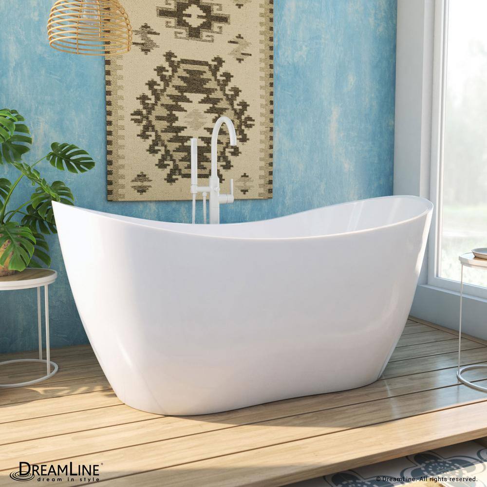 DreamLine Nile 71 in. x 29 in. Freestanding Acrylic Soaking Bathtub ...