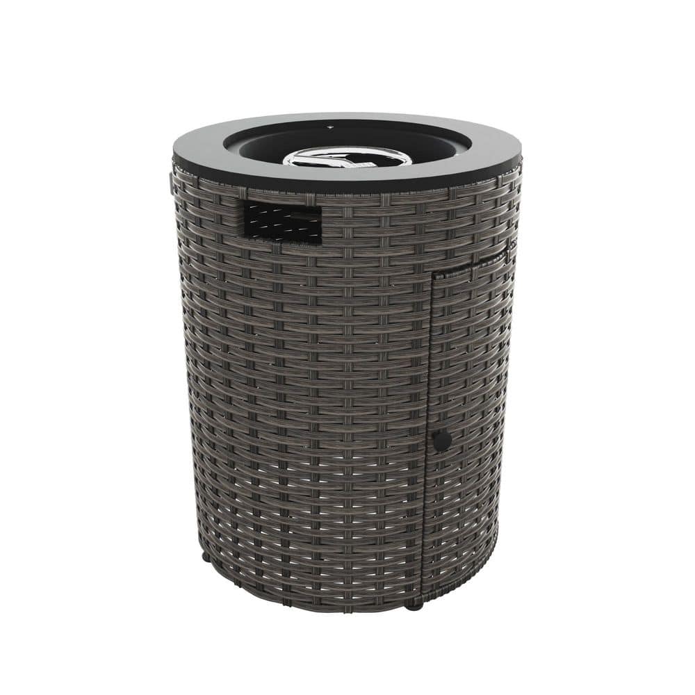 UPC 732265100859 - 18.9 in. Gray Wicker Fire Pit Table Outdoor Patio ...