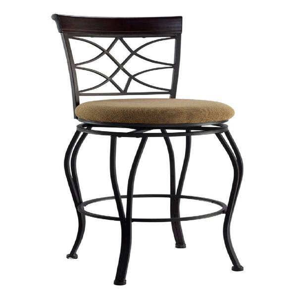 Benjara 45.75 in. Black and Beige Full Back Metal Frame Fabric ...