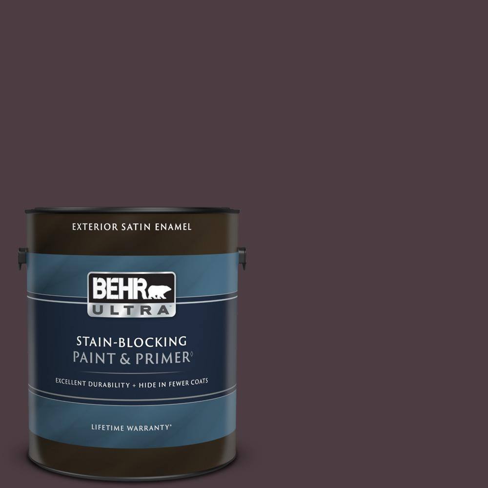 BEHR ULTRA 1 gal. #T18-04 Nocturne Shade Satin Enamel Exterior Paint ...