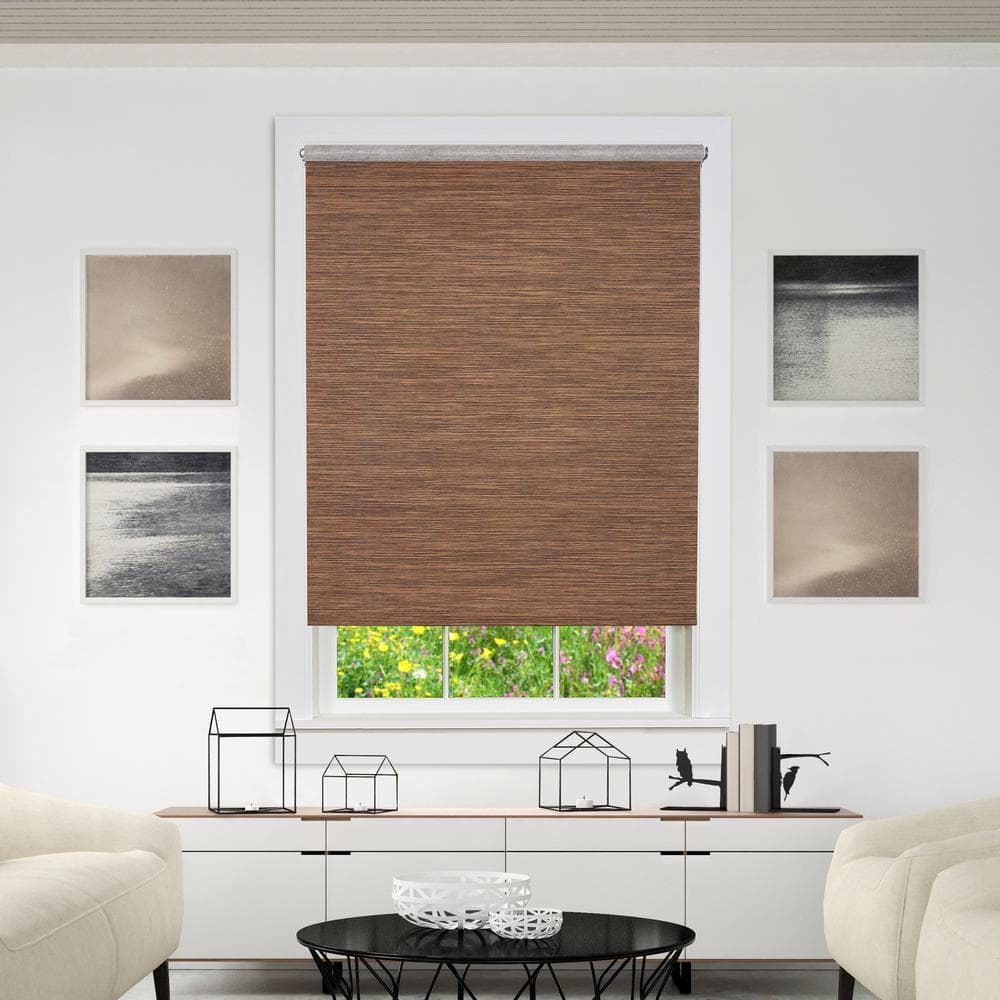 ACHIM Privacy Cocoa Cordless Light Filtering Woven Fabric Roller Shade ...