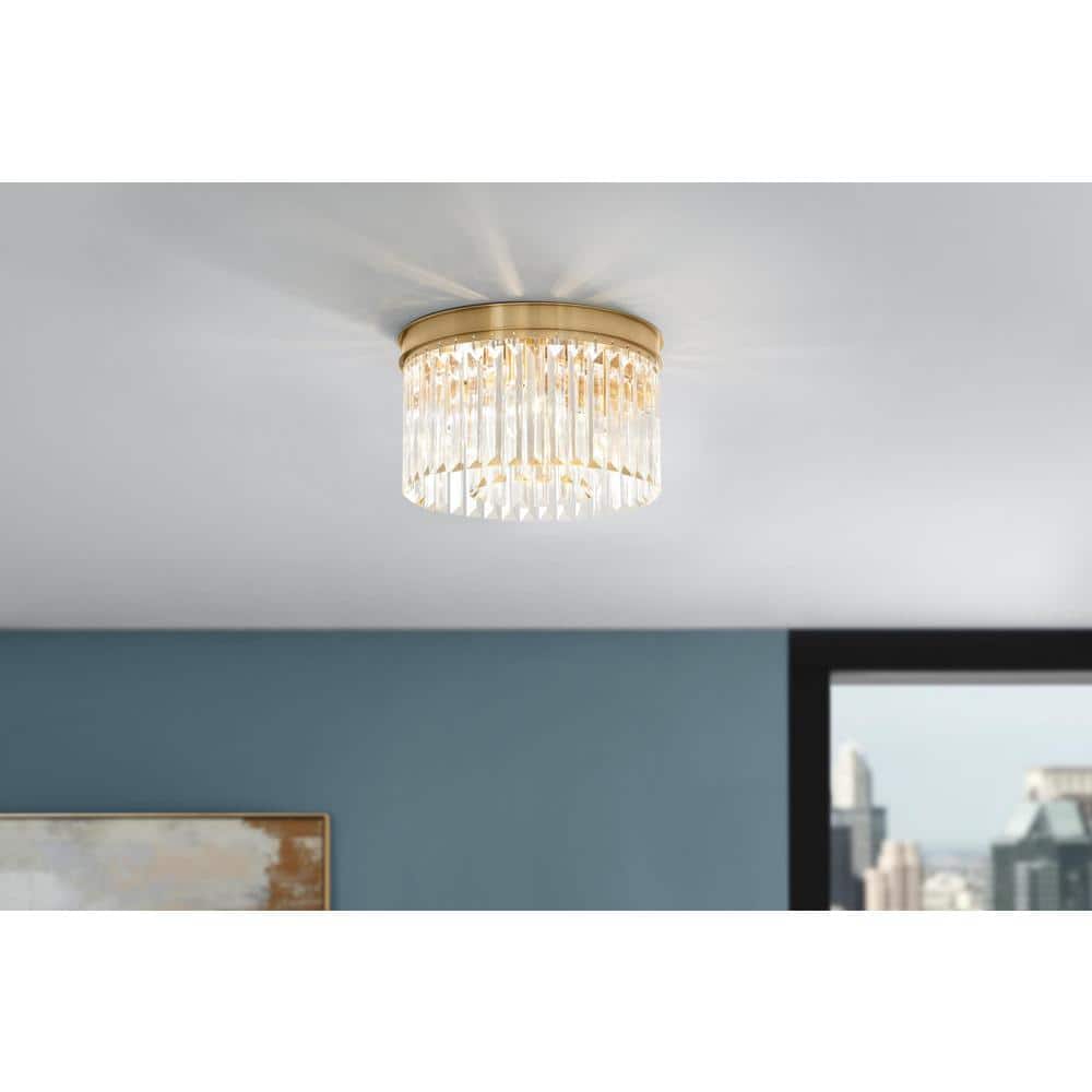 Home Decorators Collection North Falls 13 in. 3-Light Gold Flush Mount ...