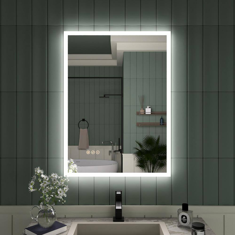 TaiMei 22 in. W x 30 in. H Frameless LED Single Bathroom Vanity Mirror ...