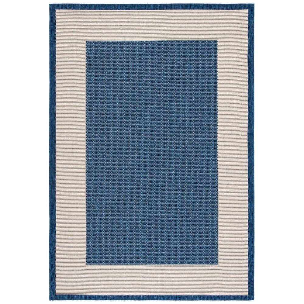 SAFAVIEH Courtyard Blue/Light Beige 5 ft. x 8 ft. Solid Color Border ...