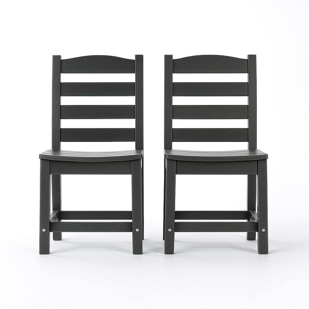 Commercial-Grade Armless Outdoor Chairs-Set of 2 Recycled HDPE Seats ...
