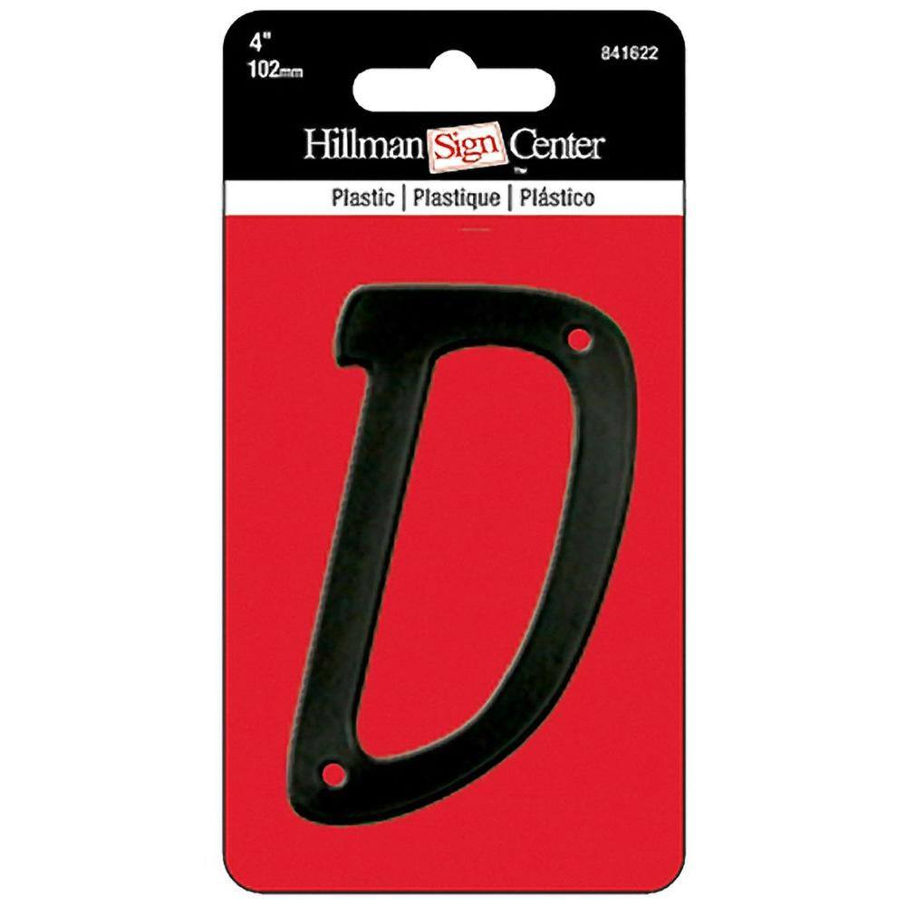 Hillman 4 in. Black Plastic Letter D 842536 - The Home Depot