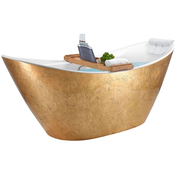 AKDY Freestanding Bathtub 67 in. Glossy gold foil Acrylic Bathtub ...