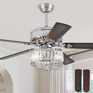Kviflon 52 in. Indoor Crystal Chandelier Black Ceiling Fan Fandelier ...