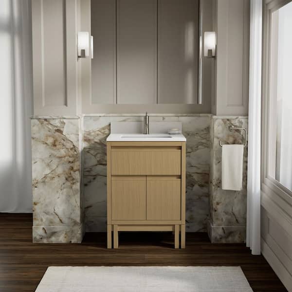 KOHLER Solive 25 In. Light Oak Bath Vanity with Quartz Top 33015-WEK ...
