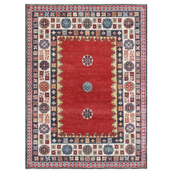 EORC Hand-Knotted Wool Rust Brown 8 ft. x 10 ft. Traditional Medallion ...