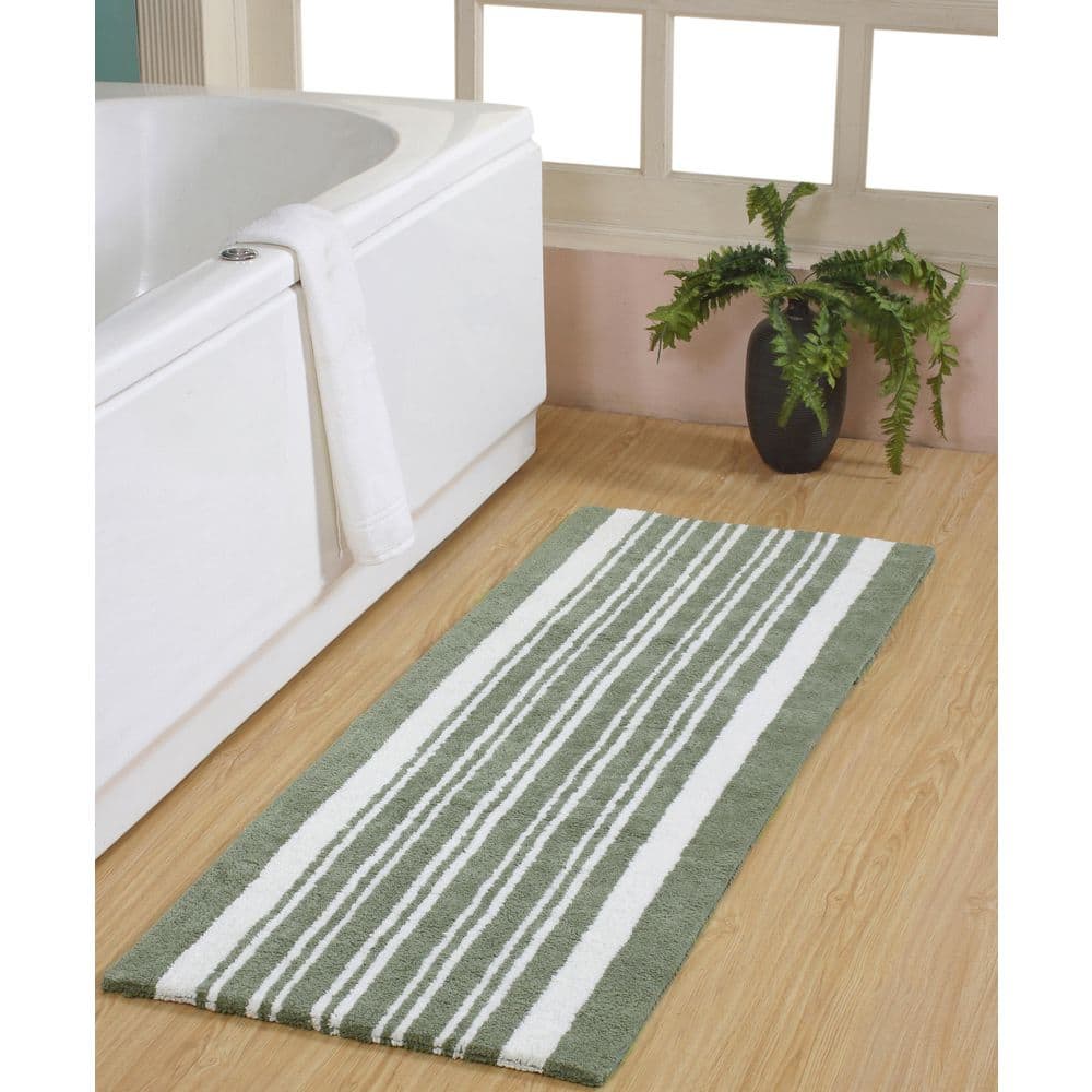 Chesapeake Delran 22 in. x 60 in. Green Jade Tufted Reversible Bath ...