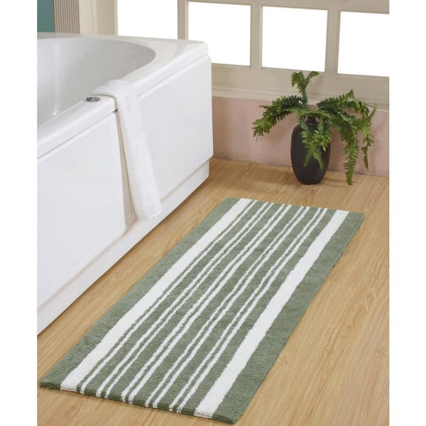 Chesapeake Delran 22 in. x 60 in. Green Jade Tufted Reversible Bath ...