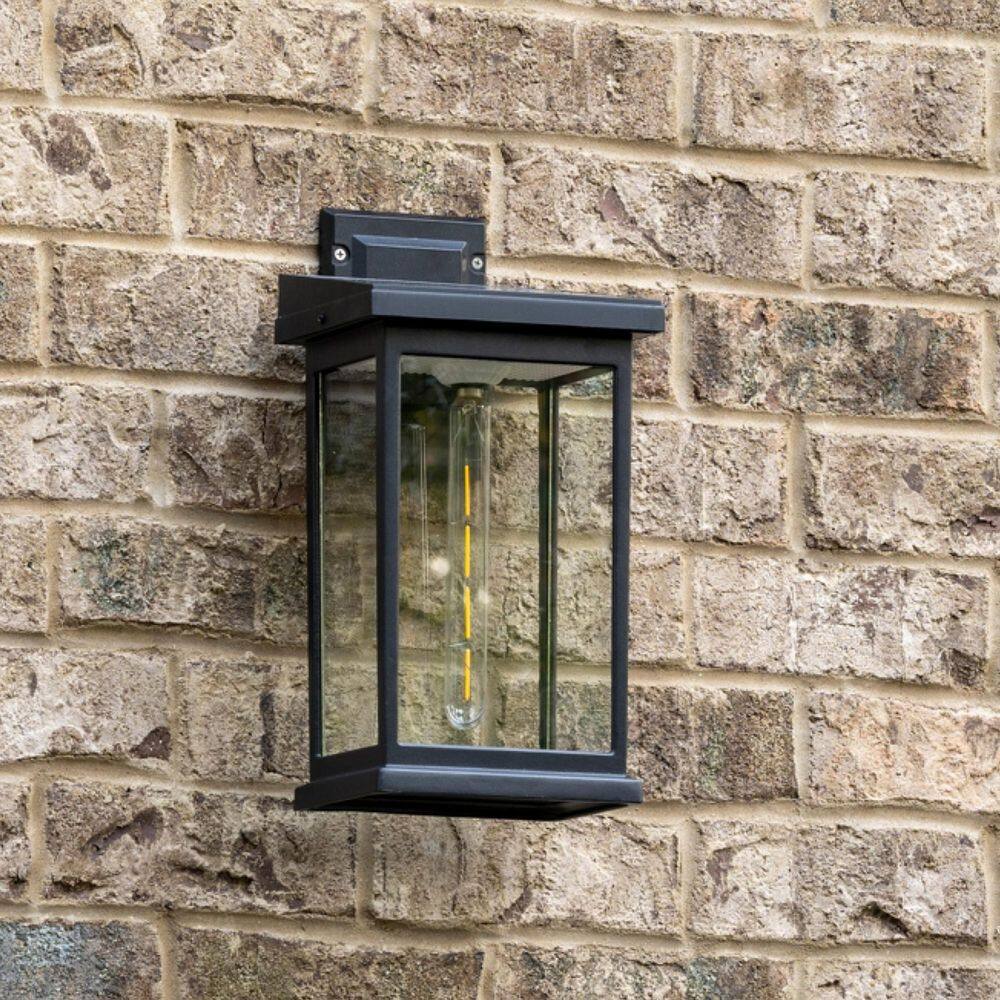 GAMA SONIC Modern Black Dusk to Dawn Outdoor Solar Barn Wall Sconce ...