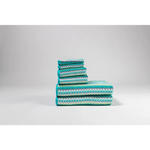Lintex Color Pop 6-Piece Aqua 100% Cotton Bath Towel Set 880803 - The ...