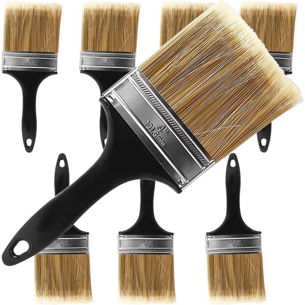 KIWDZFU 4 in. Paint Brushes Set 8-Pack for Wall Trim House Wide Chip ...