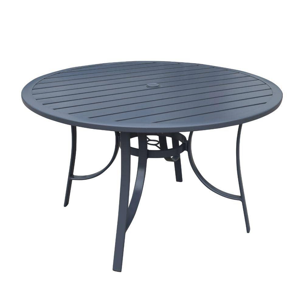 Courtyard Casual Santa Fe 48 in. Round Aluminum Dining Table with Slat ...