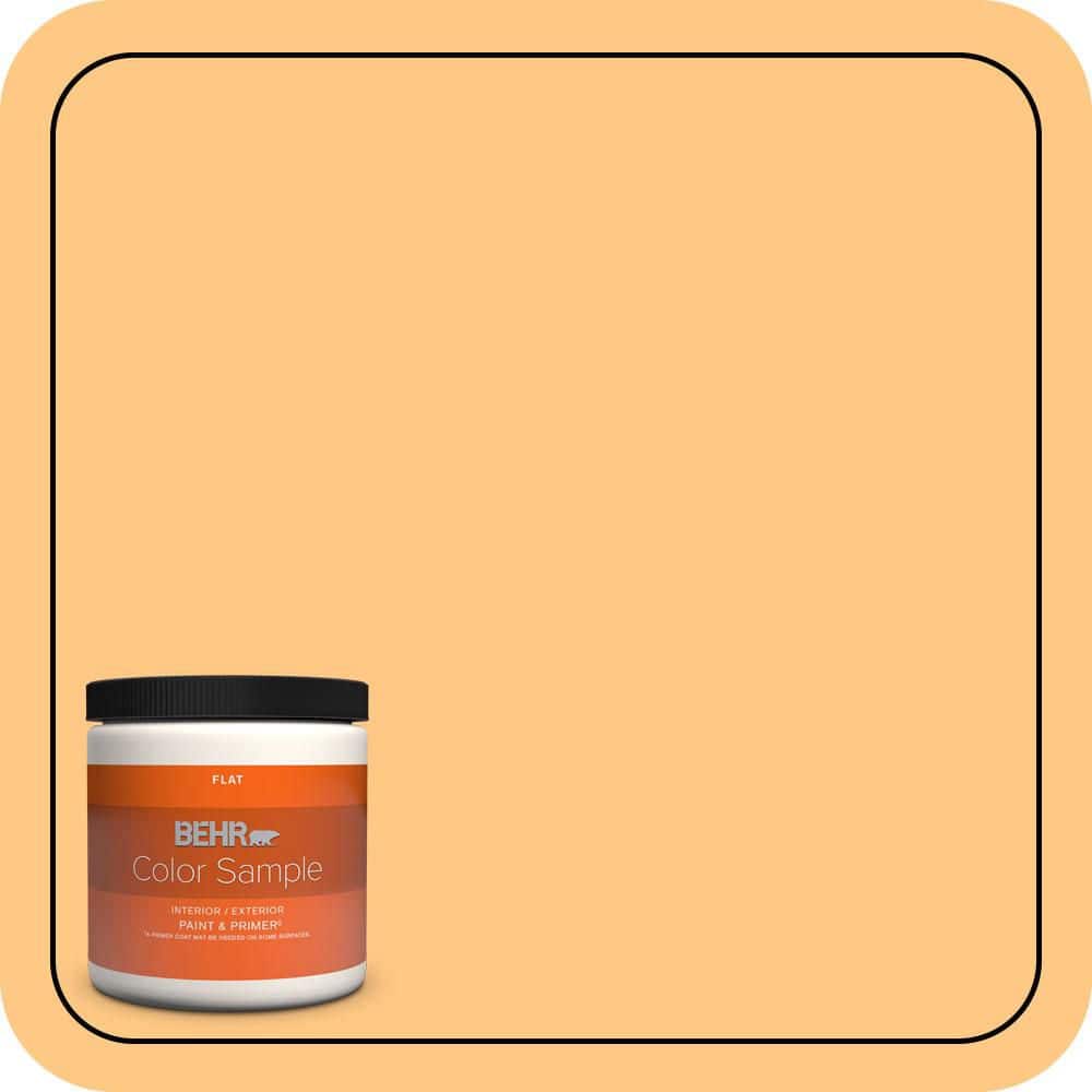 BEHR PREMIUM PLUS 8 oz. #290B-5 Torchlight Flat Interior/Exterior Paint ...
