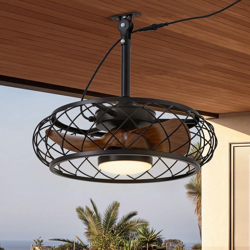 Pacific Core 21 in. Smart Indoor/Outdoor Industrial Black Caged Plug-In ...