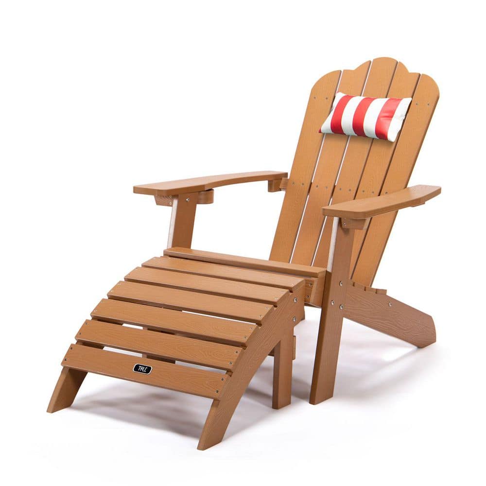 VAMOP Brown Composite Adirondack Chair with Cup Holder, All-Weather ...