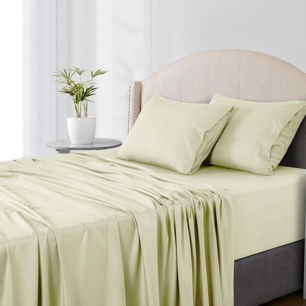 LDC LUX DECOR COLLECTION 4-Piece Beige Solid Color Microfiber & Bamboo ...