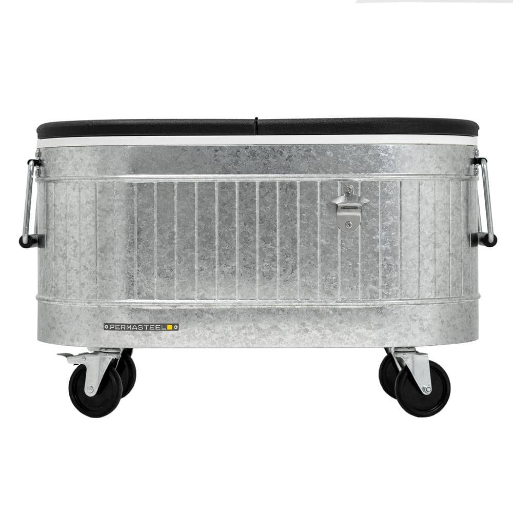 PERMASTEEL 80 Qt. Galvanized Steel Cooler with Casters PS-214-CGS - The ...
