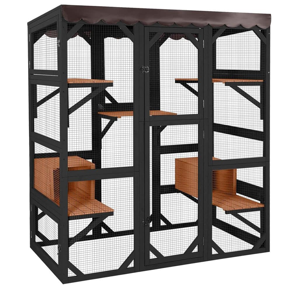 aivituvin Walk-in Large Cat Enclosure with Roof Tarp-Connects to ...