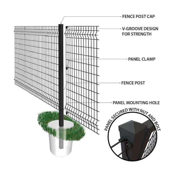 FORGERIGHT 5 ft. H x 6 ft. W Deco Grid Black Steel Fence Panel 868004 ...