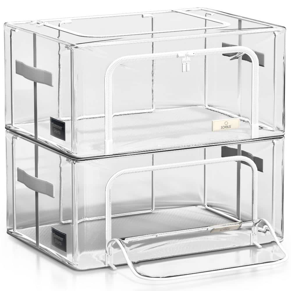 Sorbus Sorbus Small Stackable Storage Bins, Metal Frame, Clear ...