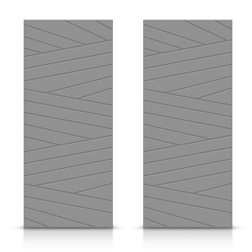 CALHOME 84 in. x 96 in. Hollow Core Light Gray Painted Composite MDF Interior Double Closet ...