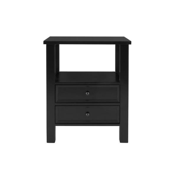 StyleWell Bainbury 2 Drawer Black Wood Nightstand (22 in W. X 26 in H ... StyleWell Bainbury 2 Drawer Black Wood Nightstand (22 in W. X 26 in H ...