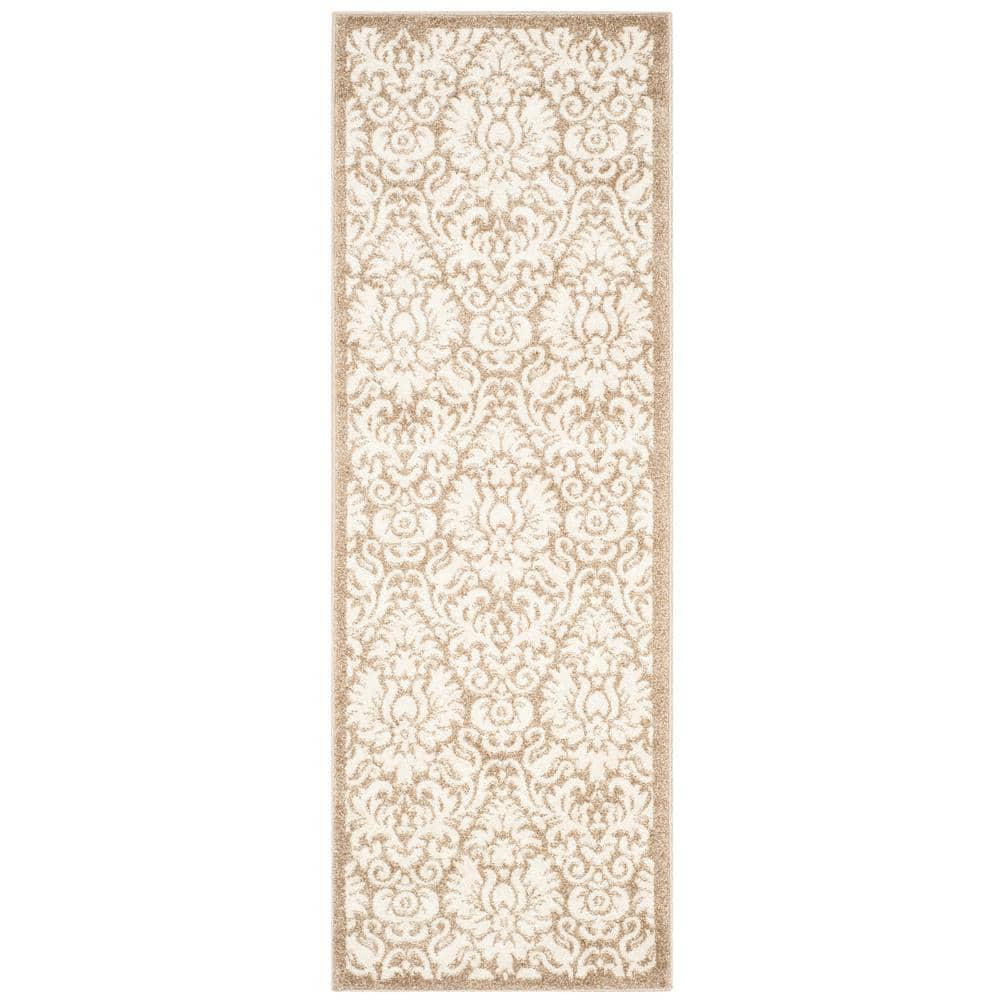 SAFAVIEH Amherst Wheat/Beige 2 ft. x 15 ft. Border Runner Rug AMT427S ...