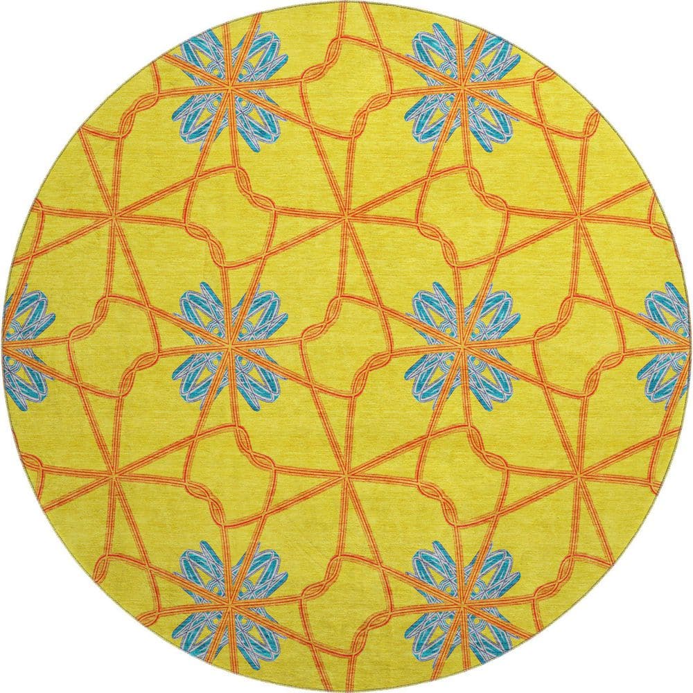 Addison Rugs Mayfield Premium Machine Washable Abstract AMF958 Yellow 8 ...