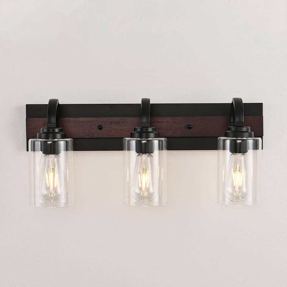 PAKOKULA 22.05 in. 3-Light Bathroom Vanity Light with Clear Glass ...