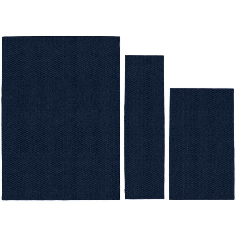 Garland Rug Town Square Navy 5 ft. x 7 ft. (3-Piece) Rug Set ...