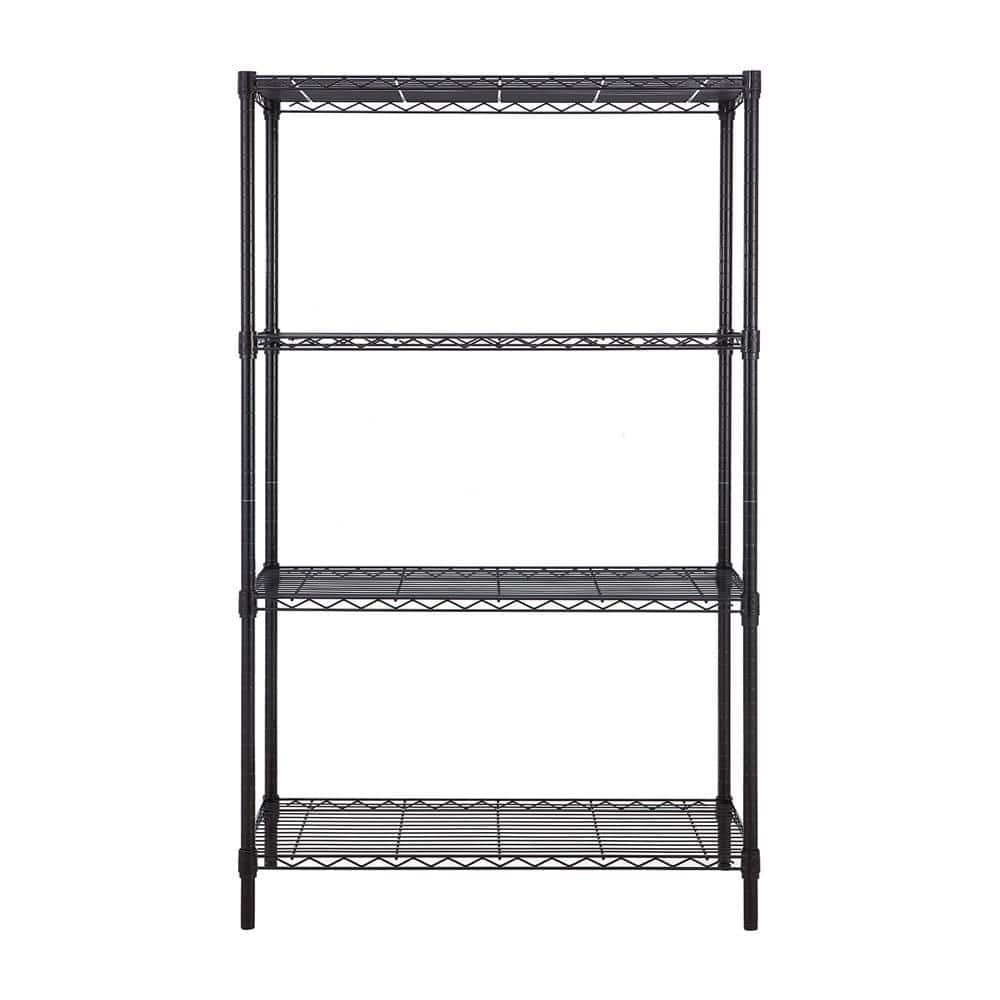 mzg 4-Tier Steel Wire Shelving Unit Black Coating Finish E4090150OBK401 ...